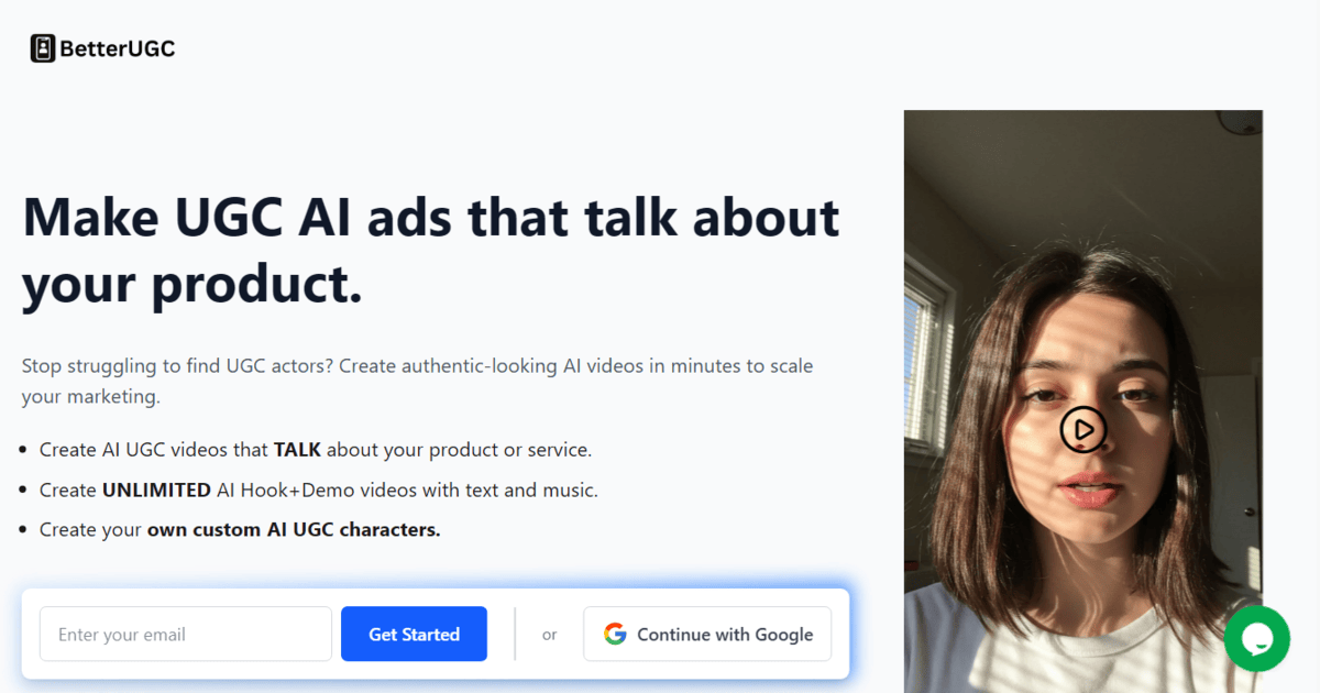 AI UGC Video Generator: Create Ads + Free Hooks | BetterUGC